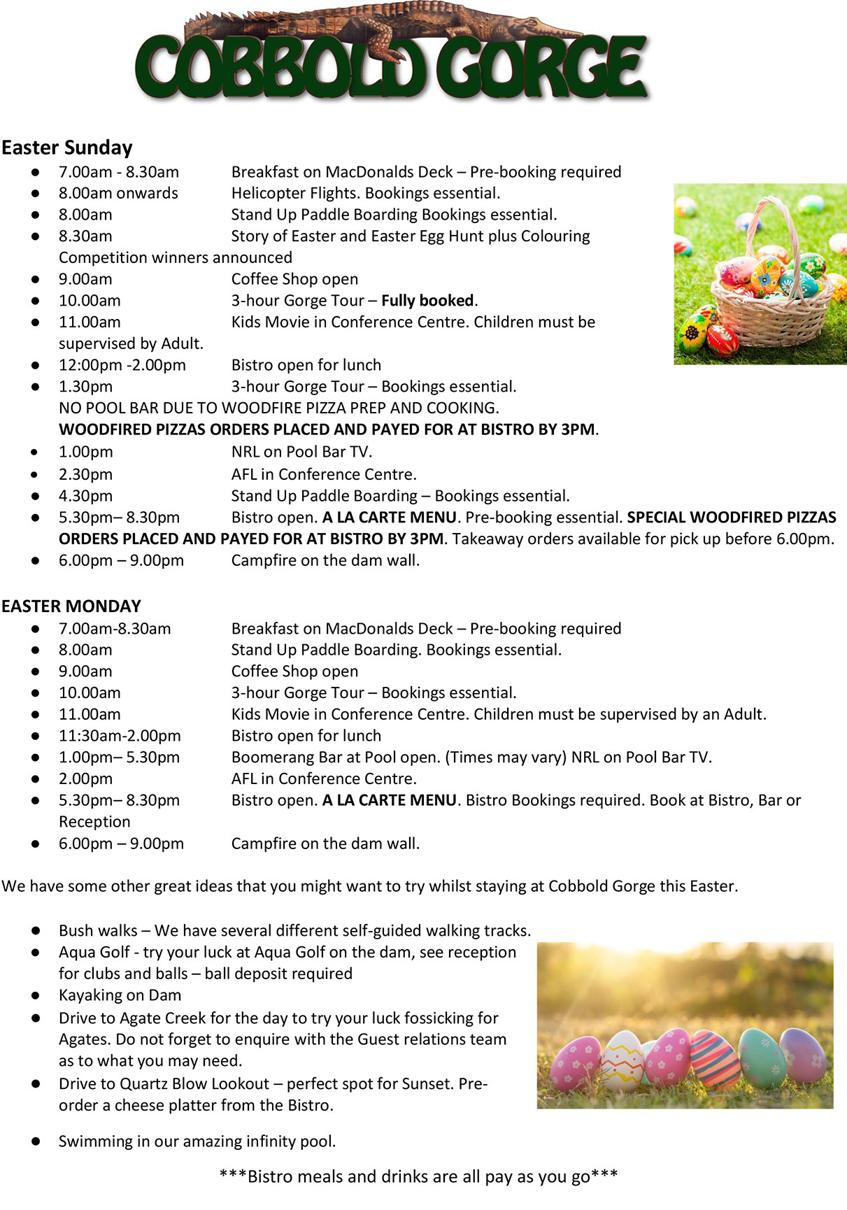 Cobbold's Easter Program 2025 - Cobbold Gorge